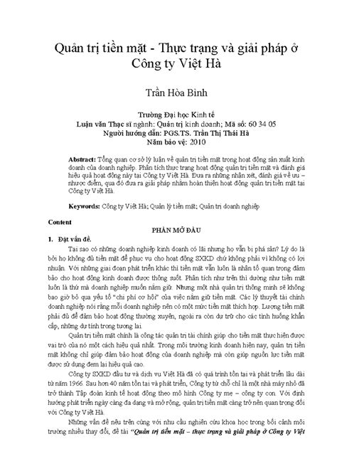 Qun Tr Tin Mt Thc Trng Va Gii Pha Qu N Tr Ti N M T Th C Tr Ng V Gi I Ph P C Ng Ty Vi T