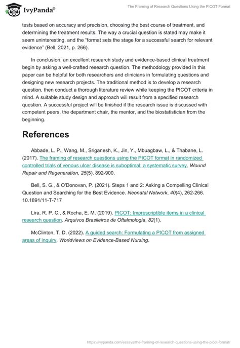 Framing Of Research Questions Using Picot Format 504 Words Essay Example