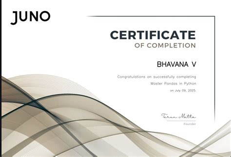 Python Pandas Datascience Learningjourney Certificate Juno