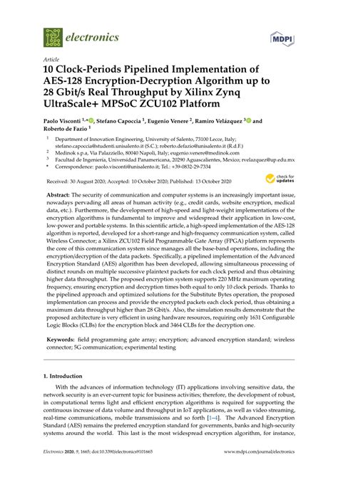 pdf 10 clock periods parallel implementation of aes 128 encryption