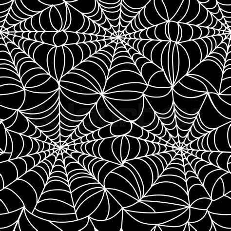 Cobweb Pattern Halloween Seamless Print Of Spider Web Monochrome Gothic Horror Net Trap For