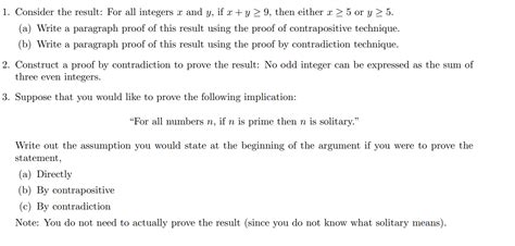 Solved 1 Consider The Result For All Integers X And Y If
