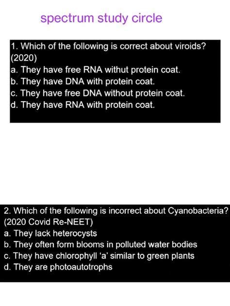 Biological Classification Pyq Spectrum Study Circle Pdf