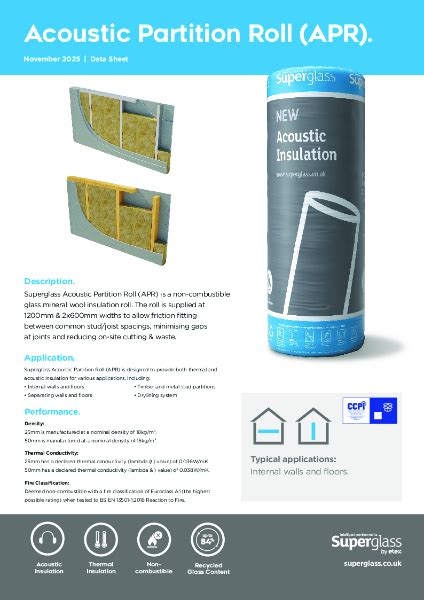Superglass Acoustic Partition Roll Apr Datasheet Superglass