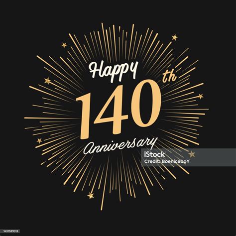 어두운 배경에 불꽃놀이와 별이 있는 140주년을 축하합니다 50주년에 대한 스톡 벡터 아트 및 기타 이미지 50주년 50주년 결혼 기념 결혼기념일 Istock