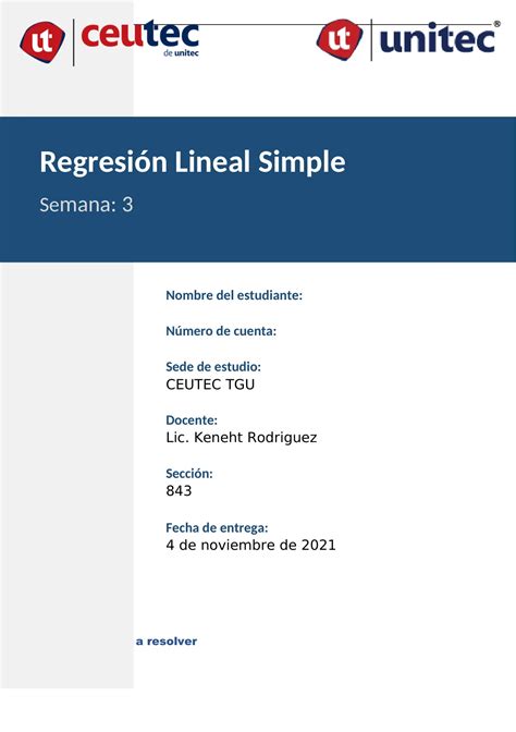 Regresión Lineal Simple Tecnicas de Analisis Multivariado Stuvia US