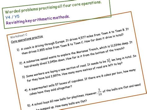 Core Operations Problem Solving Set Of Worksheets Teaching Resources