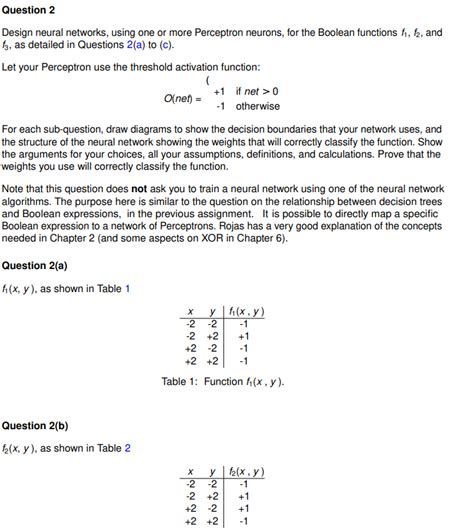 Solved Design Neural Networks Using One Or More Perceptron
