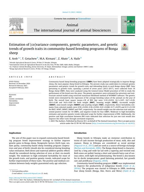 Pdf Estimation Of Covariance Components Genetic Parameters And