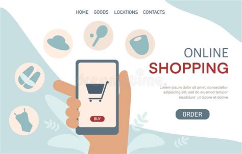 Flat Design Concept Of Online Shopping With Hands Holding Phone Icon