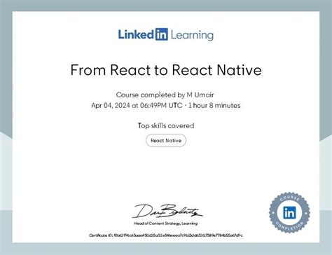 Muhammad Umair On Linkedin Reactnative Reactjs Linkedinlearning
