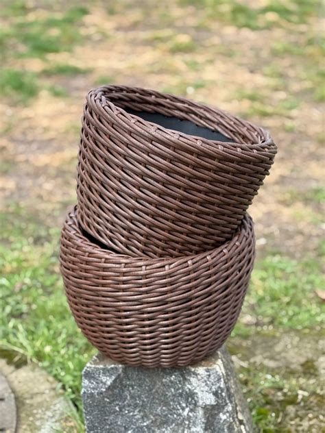 Кашпо «Класичне 16л Вазон Кошик для квітів дерев рослин з ротангу ручної роботи Smartstore