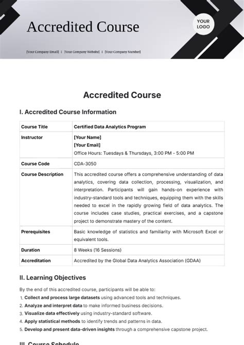 Free Course Templates To Edit Online