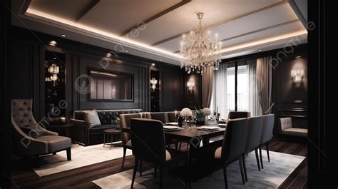 3d 렌더링에 가죽 소파가 있는 고급스럽게 장식된 현대적인 식당 및 거실 고급 아파트 호텔 인테리어 고급스러운 인테리어