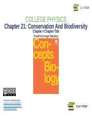 Openstax Concepts Of Biology Ch SKS Pptx COLLEGE PHYSICS Chapter Conservation And