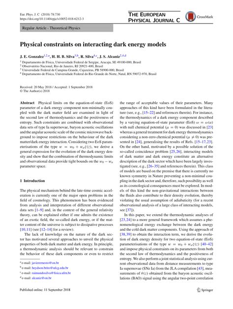 Pdf Physical Constraints On Interacting Dark Energy Models