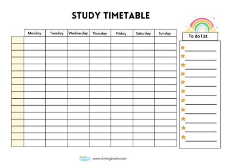 Study Timetable Example Template Teachers Resources