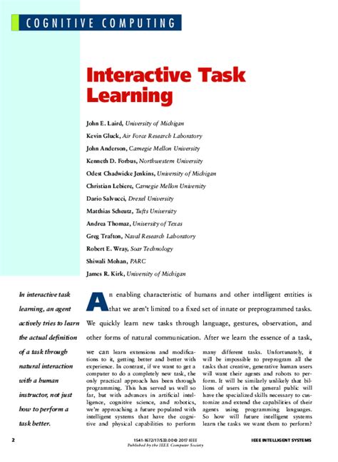 Pdf Interactive Task Learning
