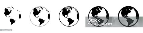 평면 디자인의 어스 글로브 원으로 세계지도 지구 글로브 컬렉션입니다 현대 간단한 스타일의 세계지도 지구지도 흰색 배경에 격리 글로브 웹 아이콘 벡터 일러스트레이션 지구본에