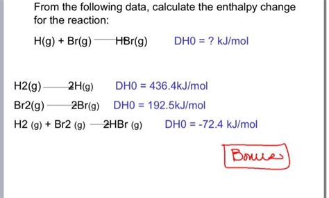 solved from the following data calculate the enthalpy