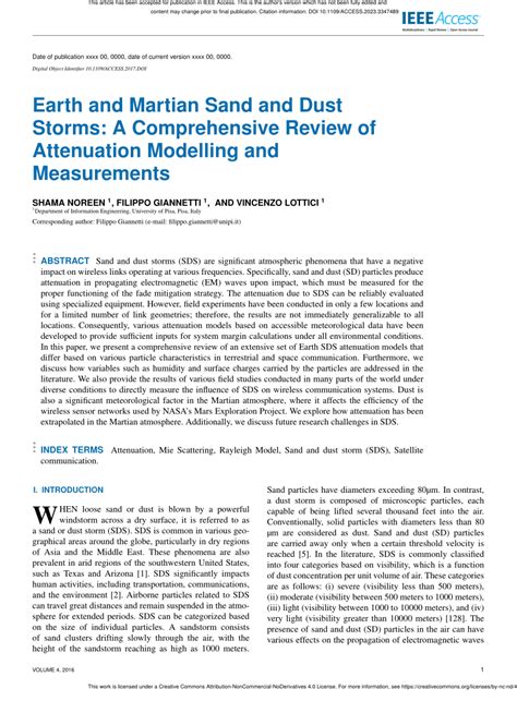 Pdf Earth And Martian Sand And Dust Storms A Comprehensive Review Of Attenuation Modelling