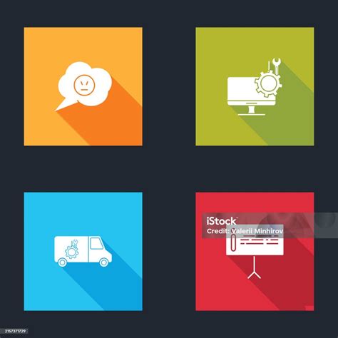 화난 미소로 말풍선 컴퓨터 모니터 서비스 자동차 및 정보 아이콘을 설정합니다 벡터 검은색에 대한 스톡 벡터 아트 및 기타 이미지