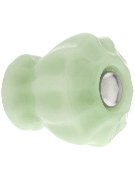 Small Fluted Glass Cabinet Knob With Nickel Bolt House Of Antique