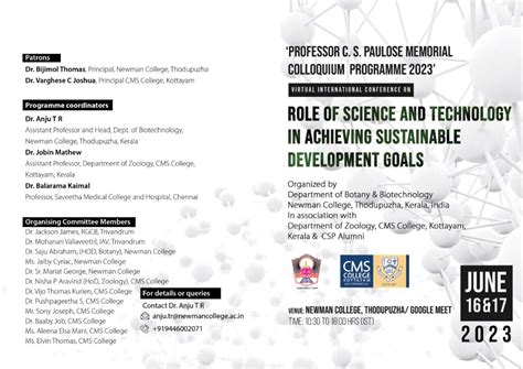Role Of Science And Technology In Achieving Sustainable Development Goals Cms College Kottayam