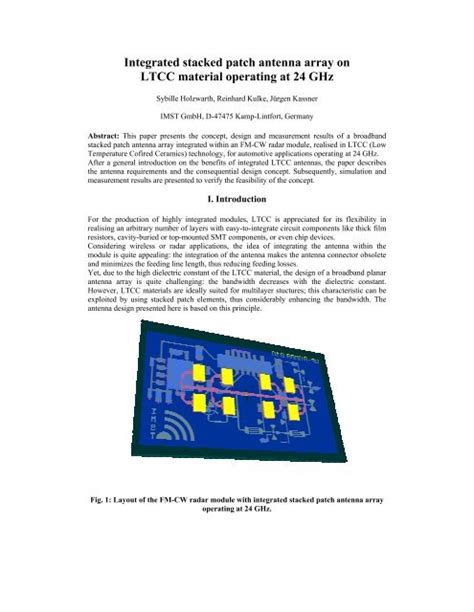 Integrated Stacked Patch Antenna Array On Ltcc Material Operating