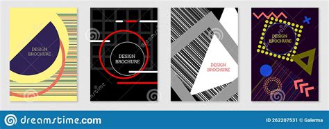 set of cover design in memphis style geometric design abstract