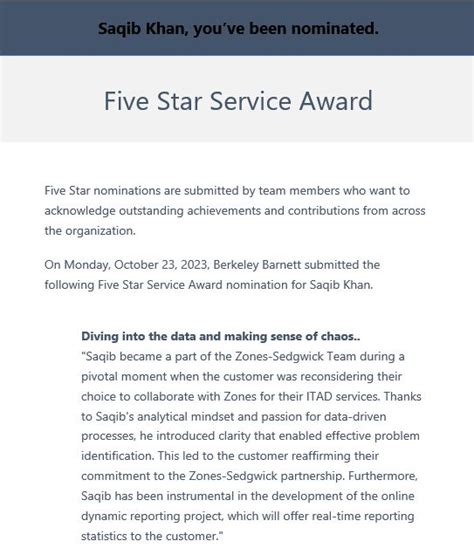 Muhammad Saqib Khan On Linkedin Thrilled And Honored To Be Nominated For The 5 Star Service