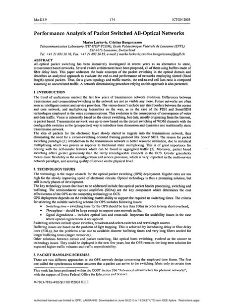 Pdf Performance Analysis Of Packet Switched All Optical Networks