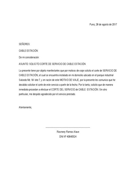 Carta Para Solicitar Corte Pdf