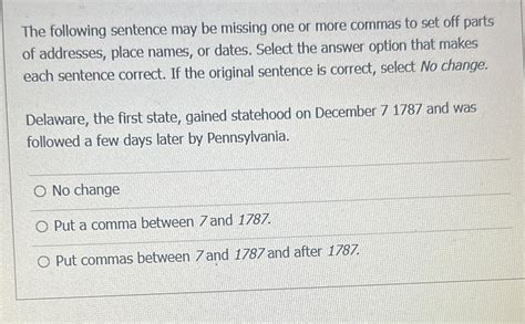 Solved The Following Sentence May Be Missing One Or More