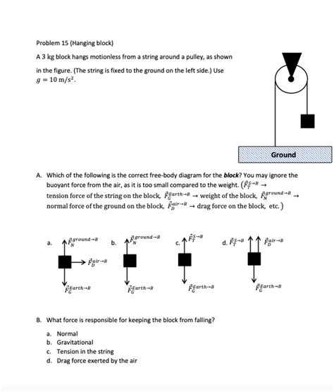 solved problem 15 hanging block a 3 kg block hangs
