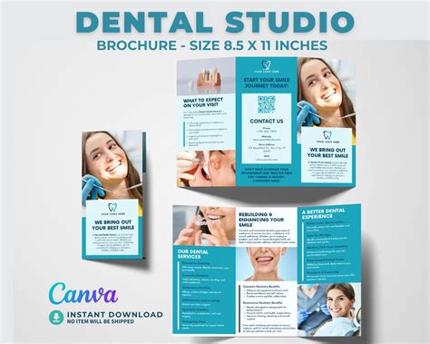 Dental Brochure Template For Dental Clinic Canva Editable Trifold