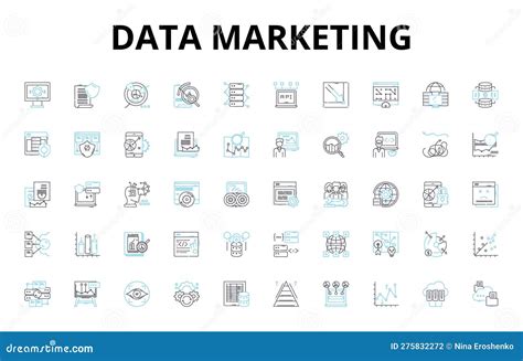 Data Marketing Linear Icons Set Analytics Segmentation