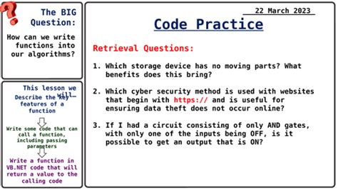 Aqa Gcse Vbnet Exam Style Question And Powerpoint 6 Teaching Resources