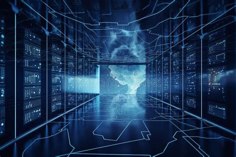 Cloud Computing Data Center Conceptual Illustration Generative Ai
