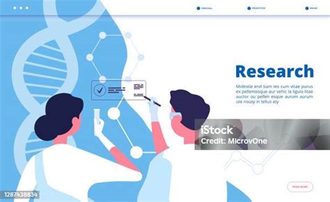 연구 실험실 착륙 연구원은 화학 실험실에서 Dna를 테스트합니다 제약 생화학 벡터 개념 Dna에 대한 스톡 벡터 아트 및 기타 이미지 Dna 개념 개발 Istock