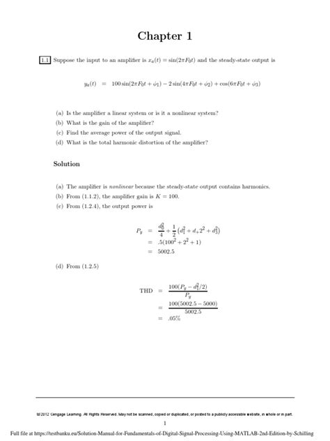 Solution Manual For Fundamentals Of Digital Signal Processing Using