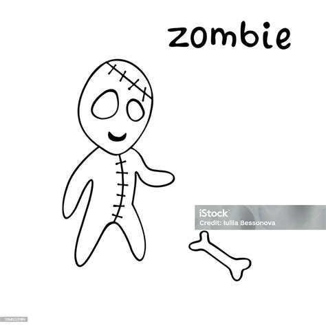 만화 스타일의 벡터 귀여운 좀비 흰색 배경에 격리 된 윤곽 낙서 그림 색칠 공부 할로윈 디자인 인사말 카드용 0명에 대한 스톡 벡터 아트 및 기타 이미지 Istock