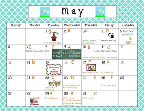 Kendallvue Elementary Calendar Printable Calendars At A Glance