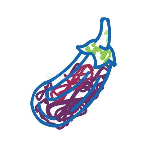Eggplant Vegetable Icon Doodle Illustration Stock Illustration