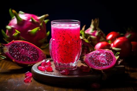premium ai image dragon fruit elixir closeup symphony of vibrant juice