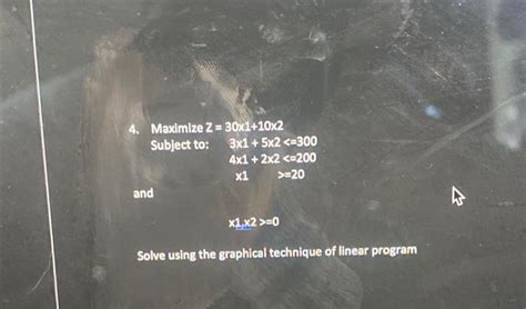 Solved 4 Maximize Z 30x1 10x2 Subject To 3x1 5x2