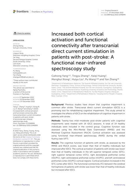 Pdf Increased Both Cortical Activation And Functional Connectivity