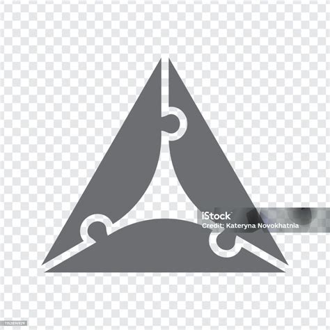 간단한 아이콘 회색 다각형 퍼즐 투명 한 배경에 세 조각의 간단한 삼각형 퍼즐 평면 디자인입니다 벡터 일러스트 레이 션 Eps10 개념에 대한 스톡 벡터 아트 및 기타