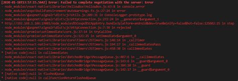 Signalr On React Native Error Failed To Complete Negotiation With The