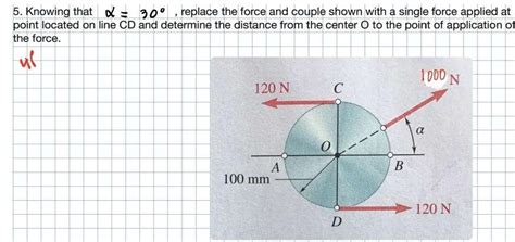 solved knowing that a 30 replace the force and couple shown